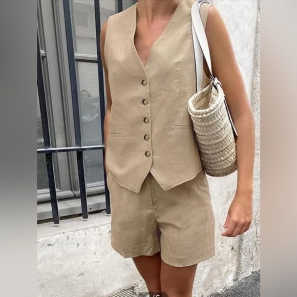 Commense | Shorts | Commense 2 Piece Casual Tan Shorts Set Size Medium ...